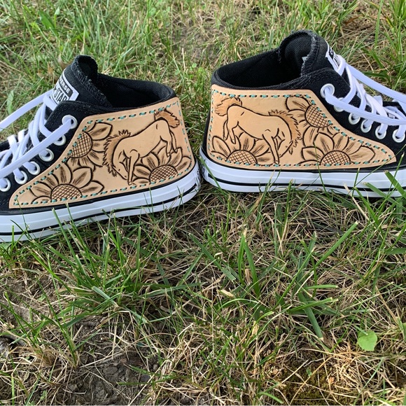Converse | Shoes | Tooled Leather Bucking Horse Converse | Poshmark